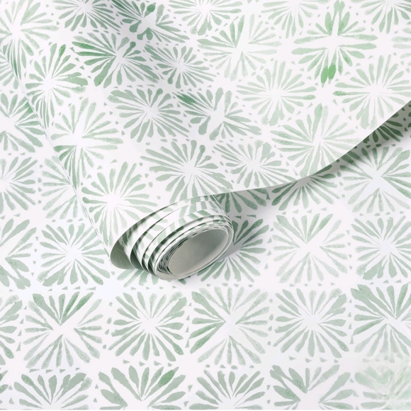 Threshold | Wall Decor | Threshold Block Print Tile Wallpaper Sage ...